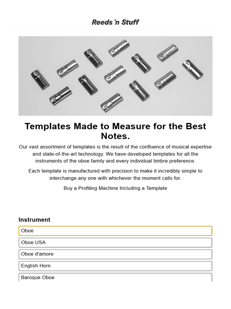 Reeds 'N Stuff Profile Templates (EU) | PDF