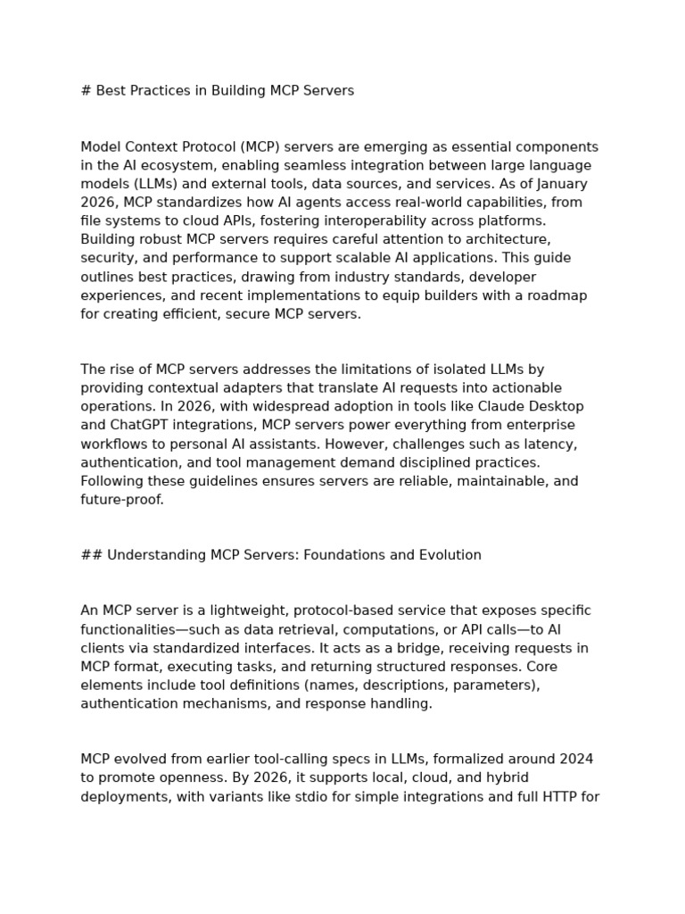 Best Practices for MCP Server Development | PDF | Artificial ...