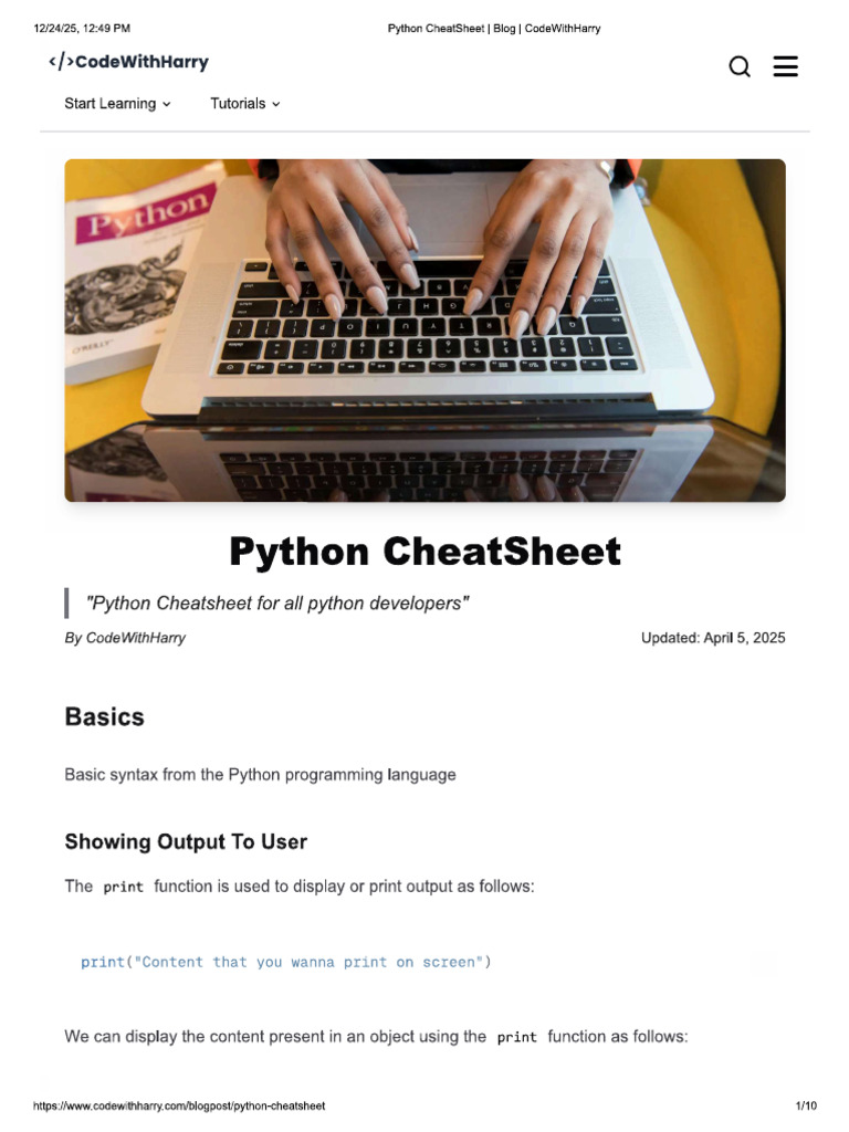 Python Cheetsheet | PDF