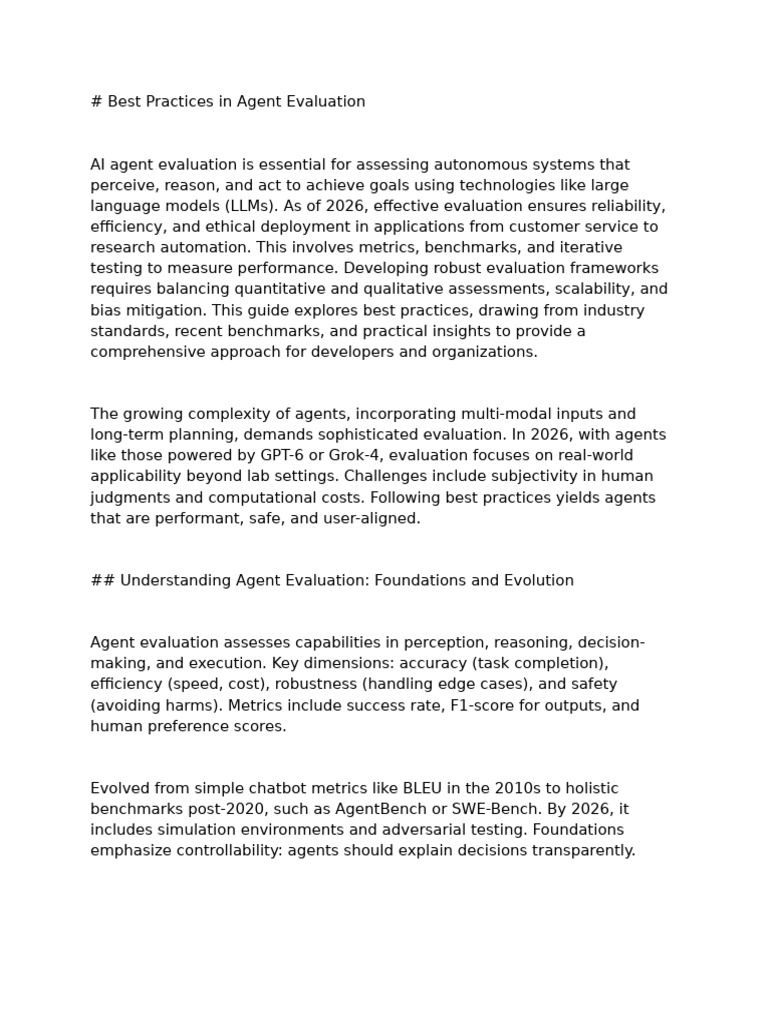 Best Practices in Agent Evaluation | PDF | Evaluation | Artificial ...