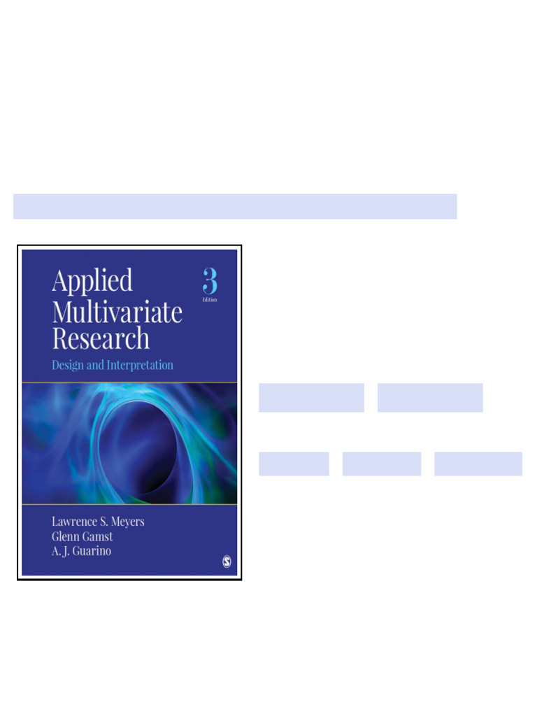 Applied Multivariate Research Design and Interpretation Meyers Lawrence ...