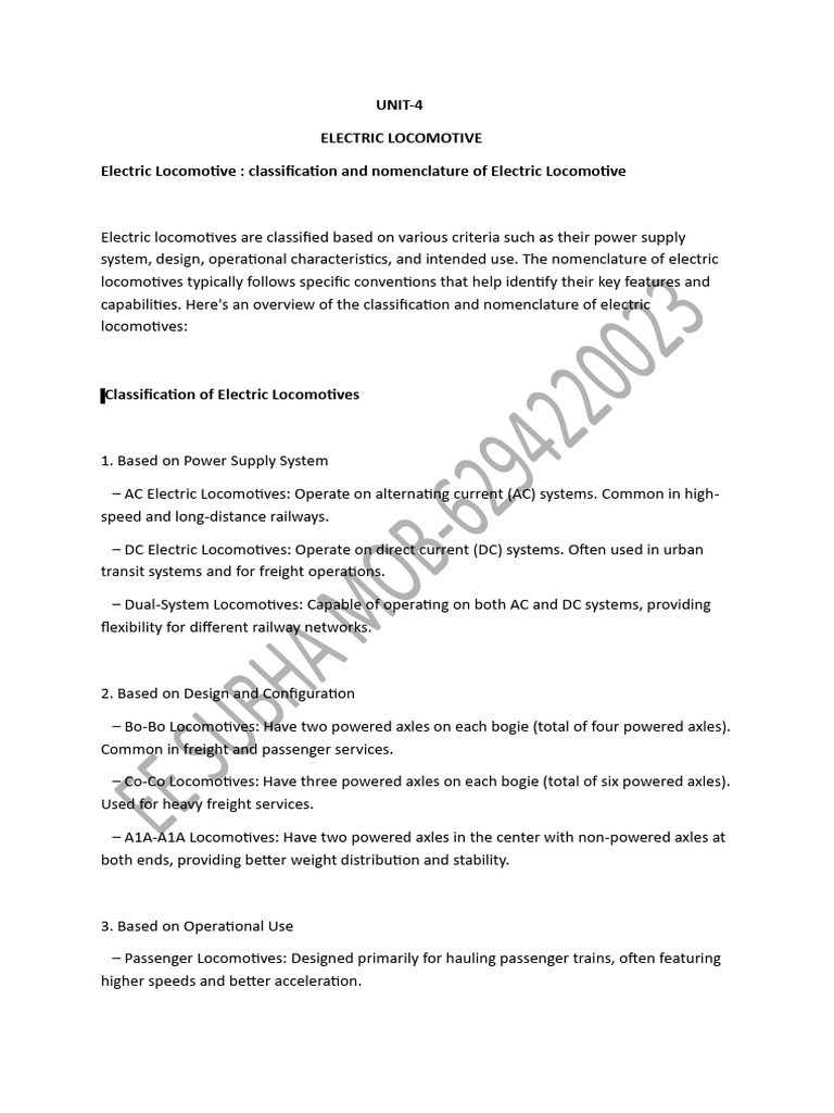 Electric Locomotive Classification Guide | PDF | Locomotives | Rail ...