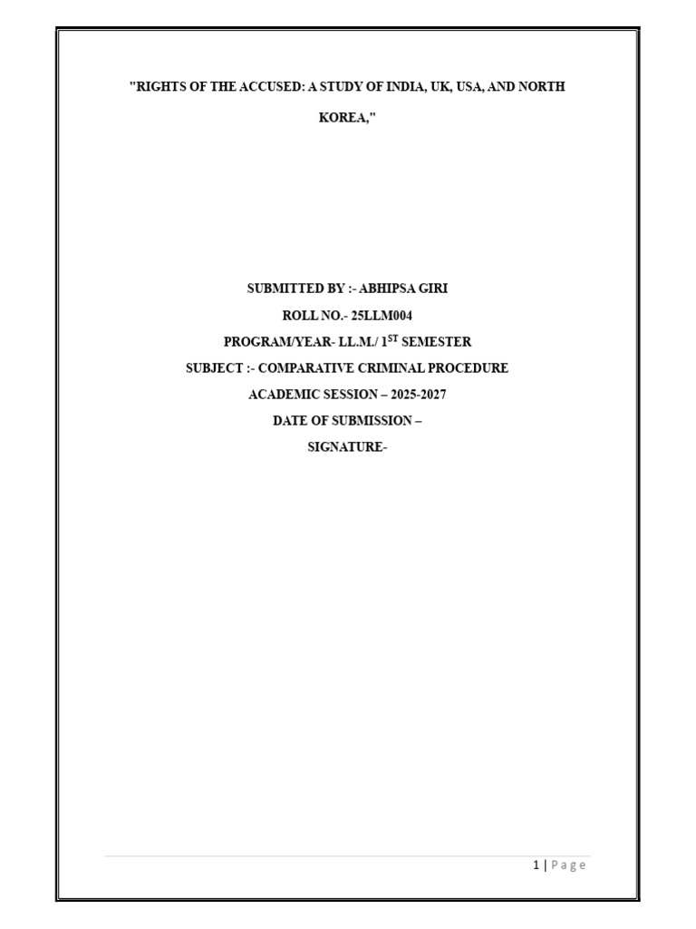 Comparative Rights of the Accused in Four Nations | PDF | Right To ...