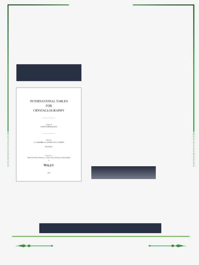 International Tables for Crystallography Volume H Powder diffraction ...