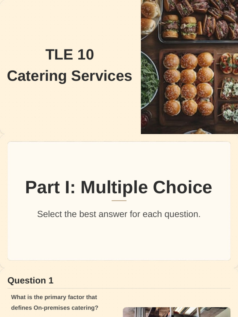 TLE 10 Catering Services Quiz # 2 | PDF | Menu | Cost