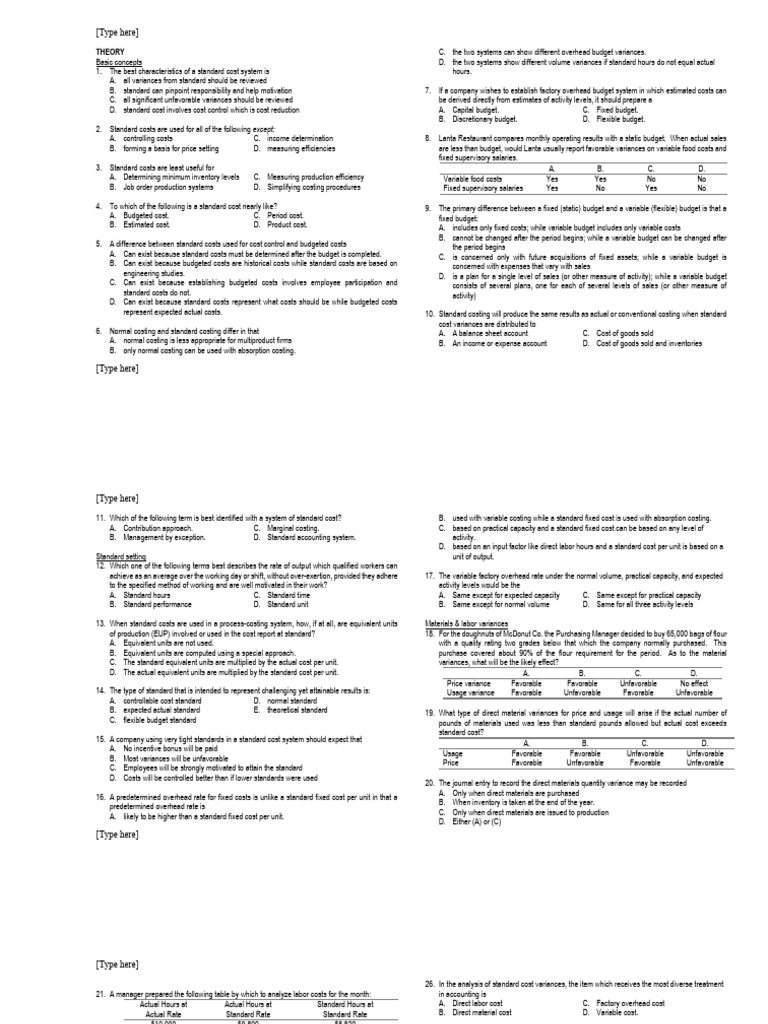 Standard Costing Assignment | PDF | Cost Of Goods Sold | Cost Accounting
