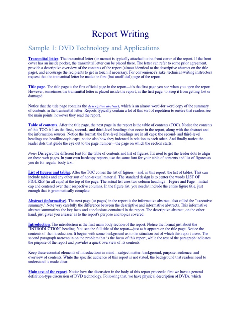 Report Writing: Sample 1: DVD Technology and Applications | PDF | Dvd ...