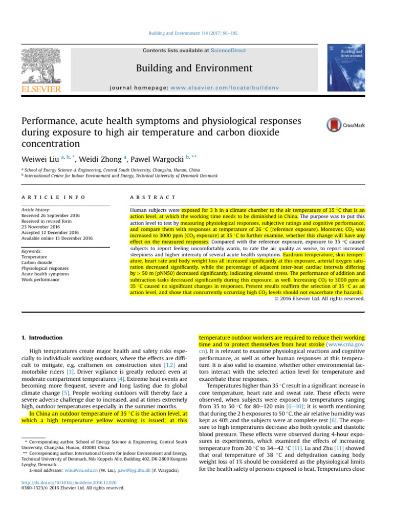 21 Performance, acute health symptoms and physiological responses ...
