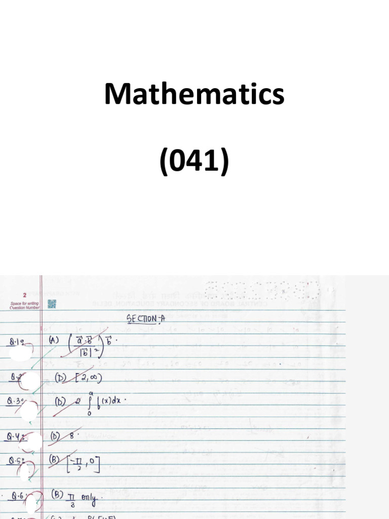 Mathematics Class12 Toppers Answer Sheet | PDF
