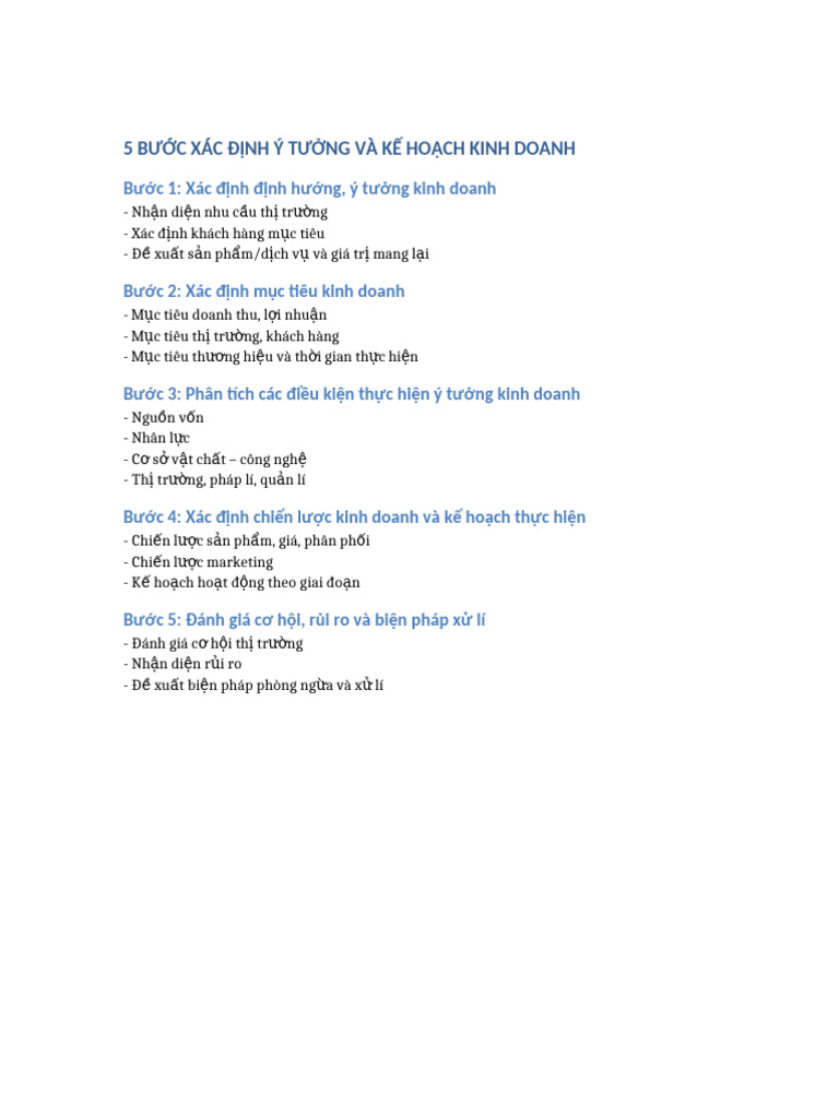 5 Buoc Ke Hoach Kinh Doanh | PDF