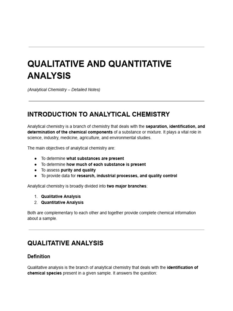 Qualitative & Quantitative Analysis Guide | PDF | Analytical Chemistry ...