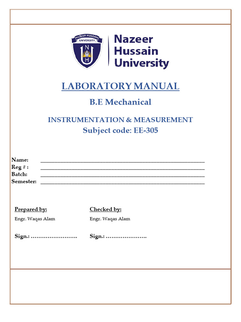 Instrumentation & Measurement Lab Manual | PDF | Thermocouple | Thermometer
