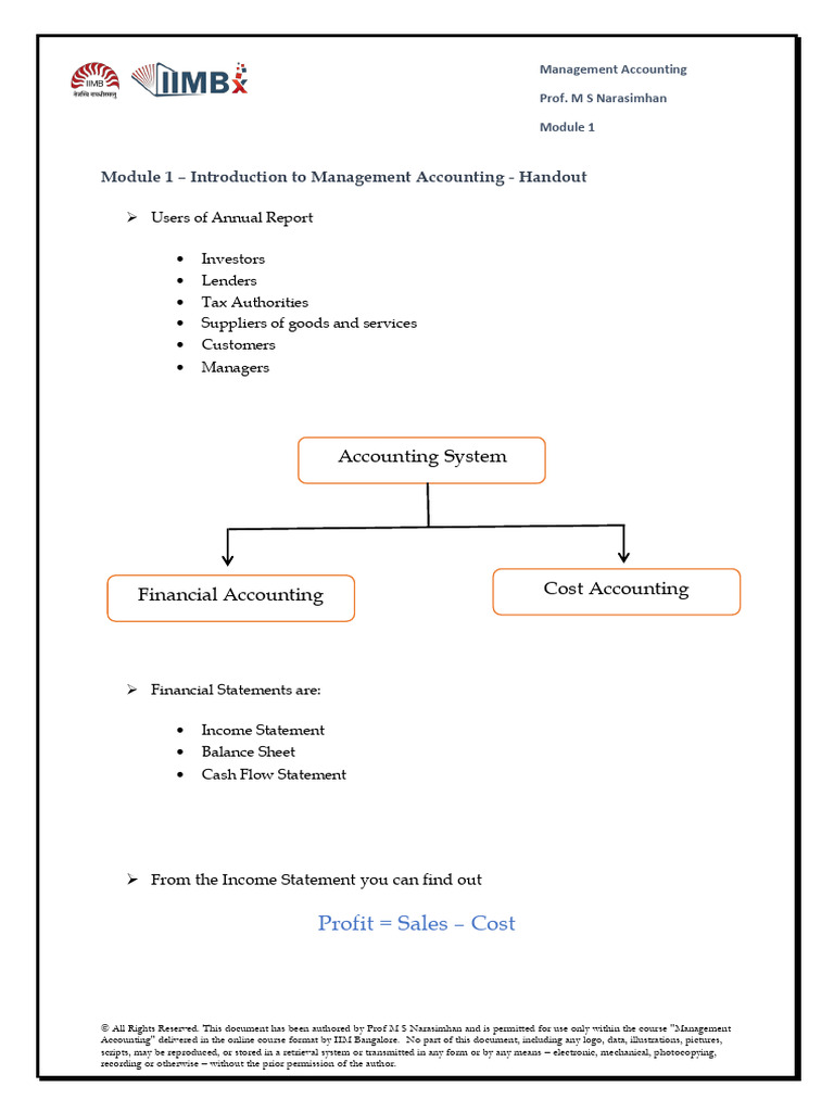 Introduction to Management Accounting | PDF | Cost Of Goods Sold ...