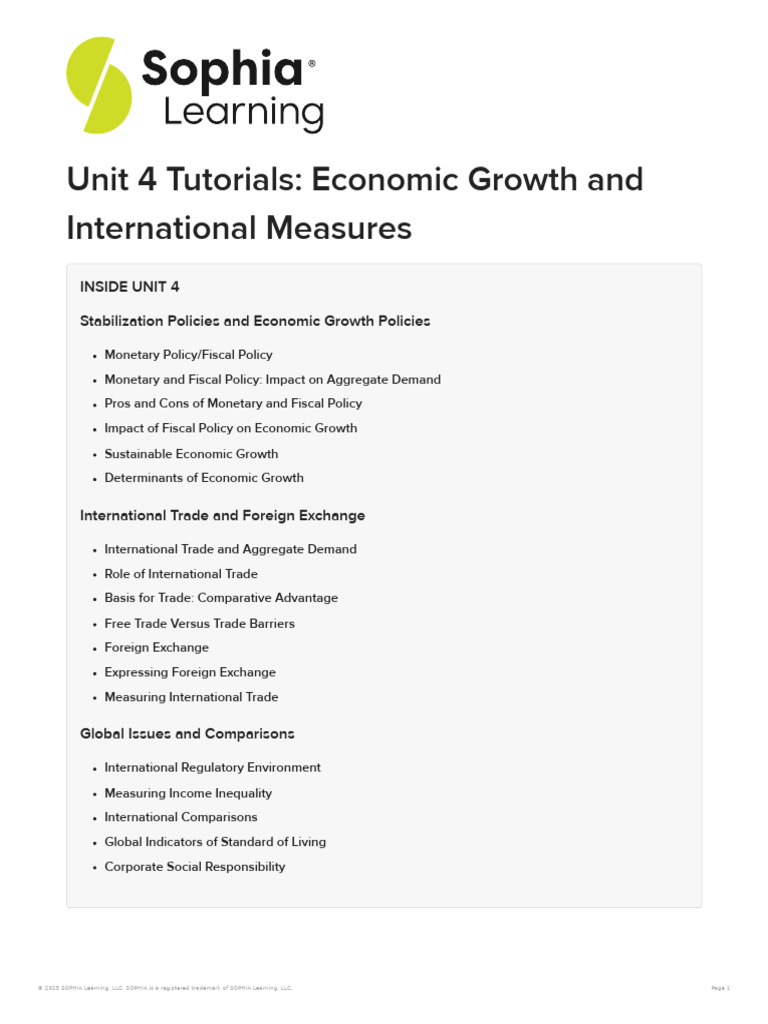 Unit 4 Tutorials Economic Growth and International Measures | PDF ...