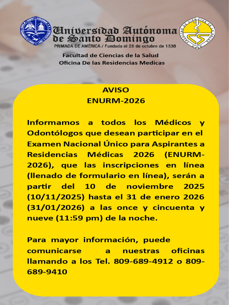 Inscripción ENURM-2026: Guía y Requisitos | PDF