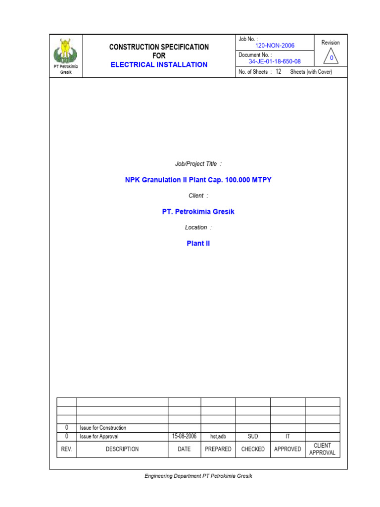 Electrical Installation Specification Guide | PDF | Electrical Wiring ...