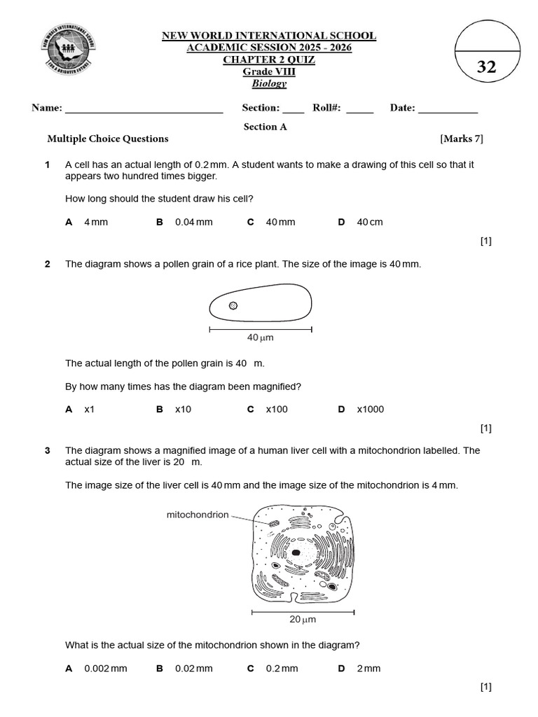 Chapter 2 Practice Worksheet 1 | PDF | Cell (Biology) | Stoma