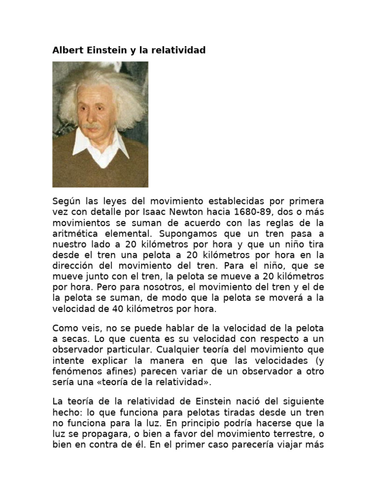Albert Einstein y La Relatividad | PDF | Relatividad general | Teoría ...