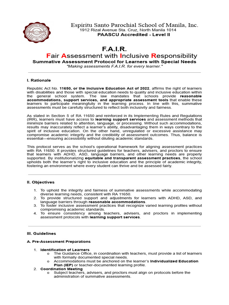 Summative Assessment Protocol | PDF | Educational Assessment ...