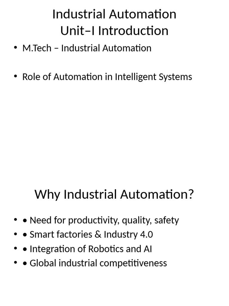 Unit-1 Industrial Automation Introduction | PDF