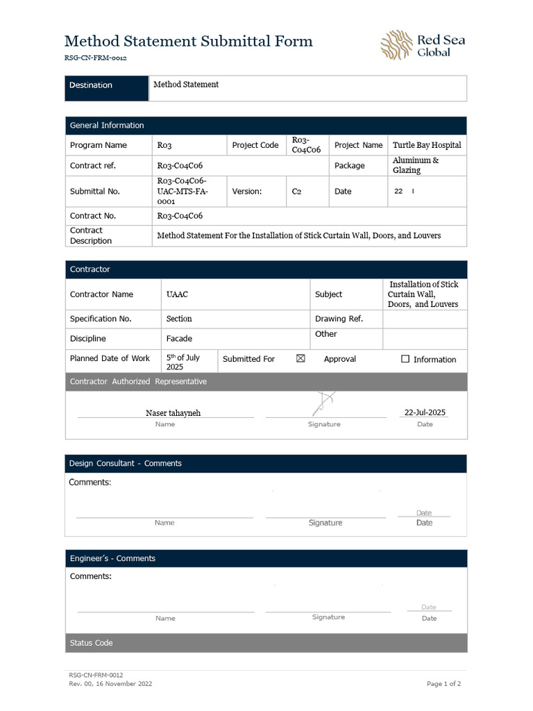 R03-C04C06-UAC-MTS-FA-0001_C2-Method Statement For the Installation of ...