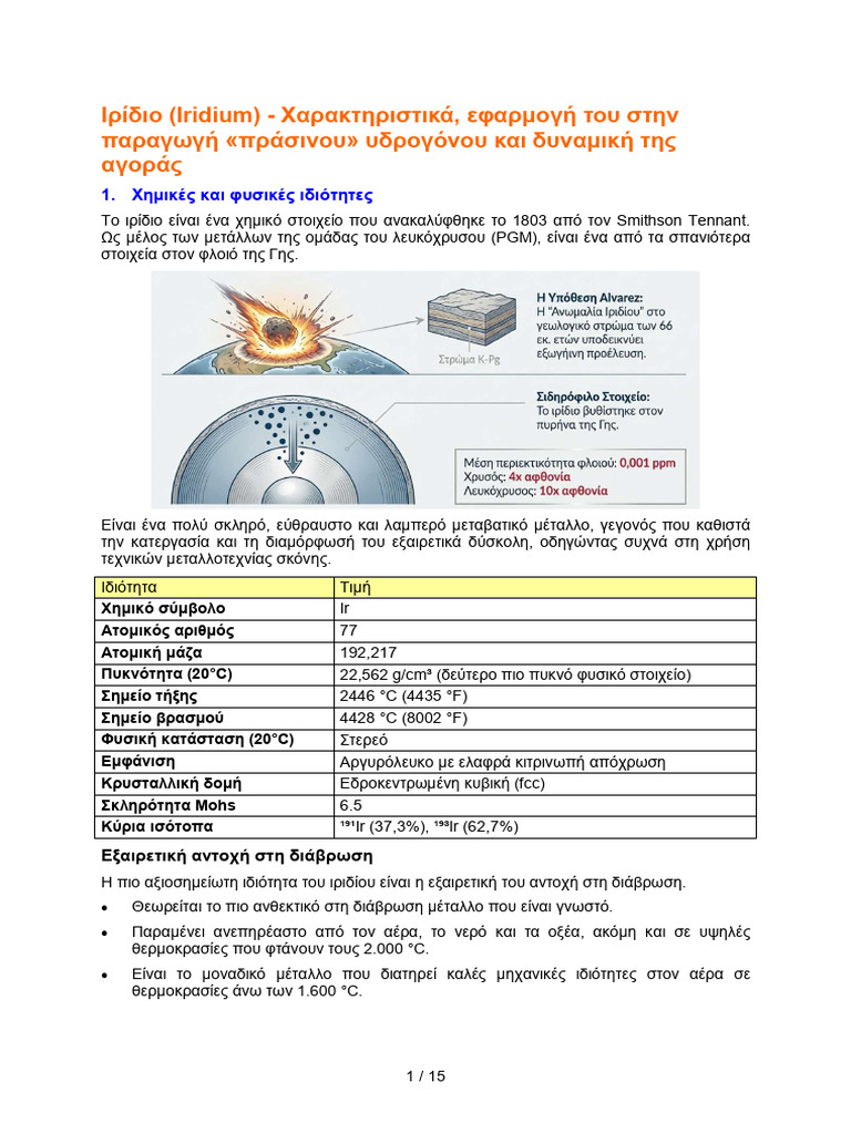 Iridium - Characteristics, Application in The Production of "Green ...