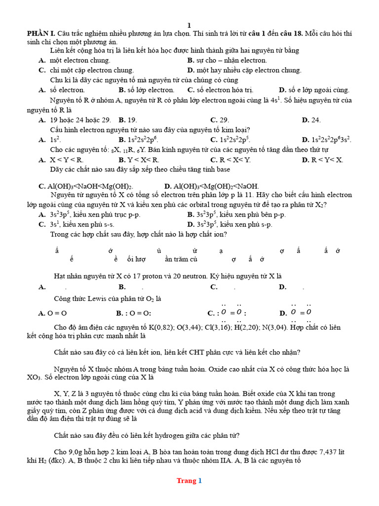 Thi HK 1 Hoa 10 6de | PDF