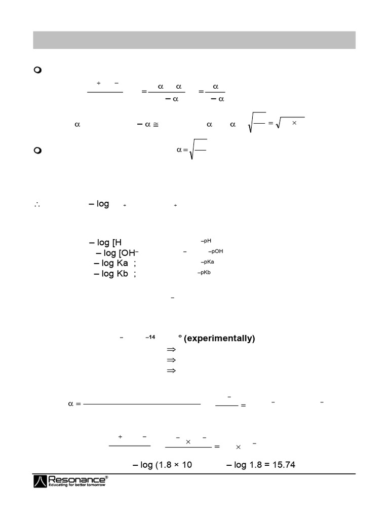 Ionic Equilibrium and Electro Chemistry | PDF | Ph | Acid Dissociation ...