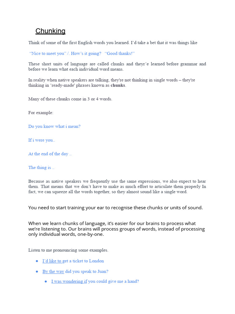 Chunking - British English Course | PDF