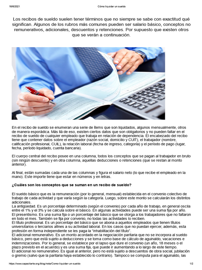 Guía para liquidar un sueldo correctamente | PDF | Salario | Relaciones ...