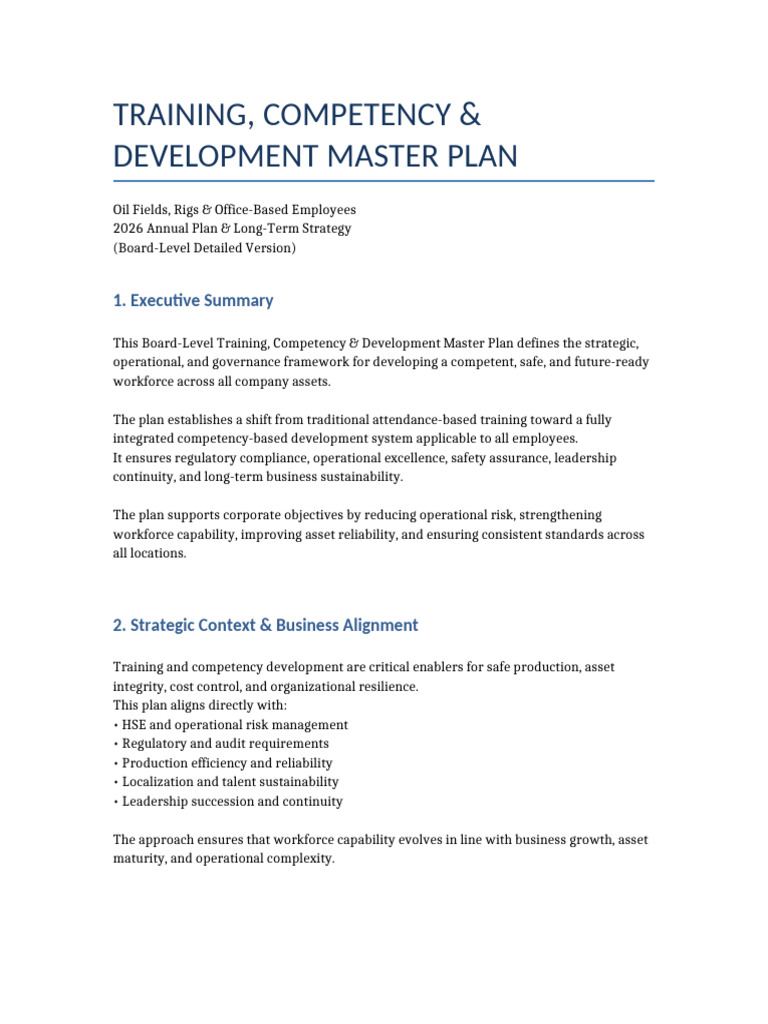 2026 Training & Competency Development Plan | PDF | Strategic Planning ...