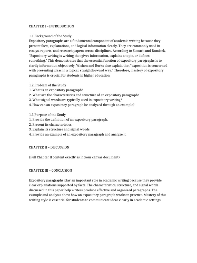 Expository Paragraph Document | PDF