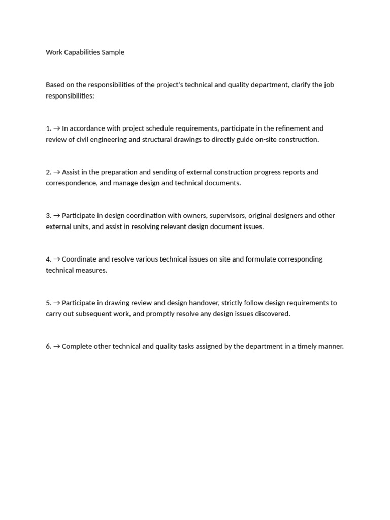 Work Capabilities Sample | PDF