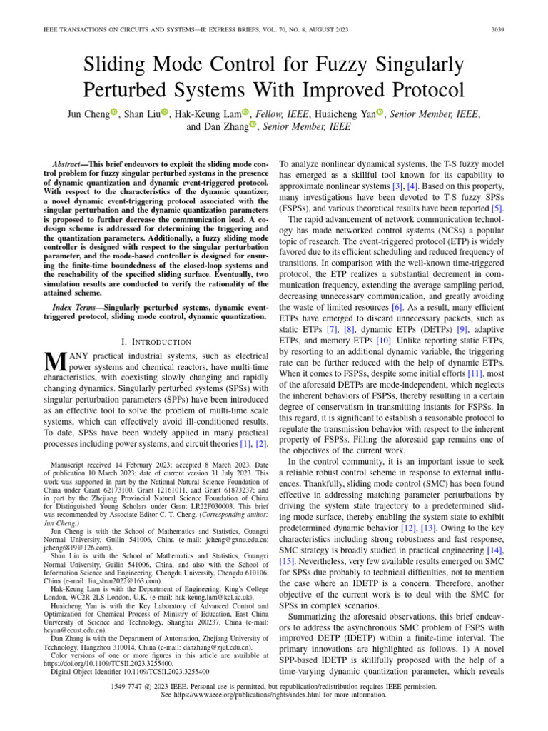 Sliding Mode Control For Fuzzy Singularly Perturbed Systems With ...