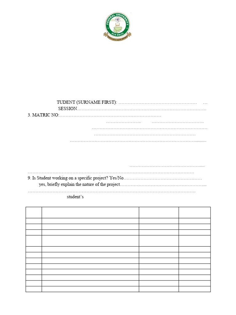 Students Visitation Assessment Form (1) | PDF