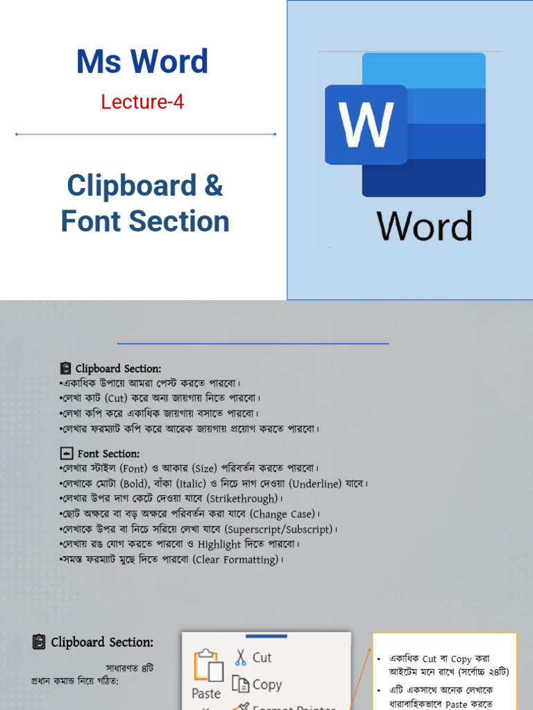 Lecture-4 (Clipboard & Font Panel) | PDF