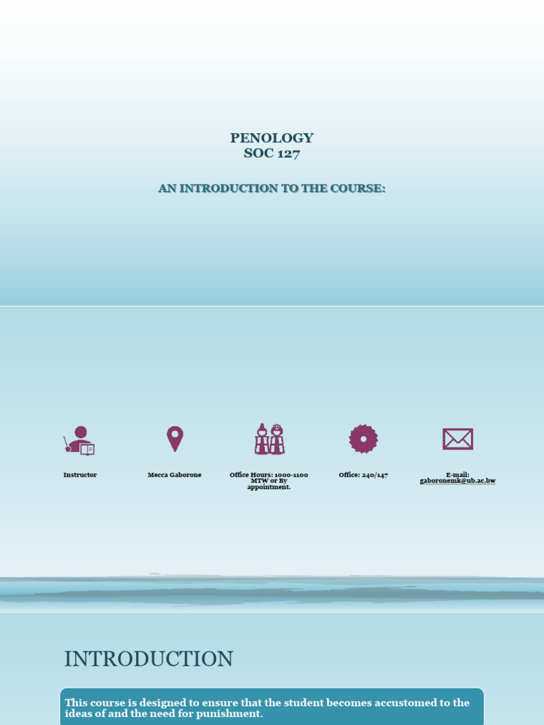Introduction to Penology Course | PDF | Penology | Crimes