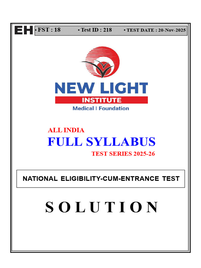Fst 18 (20 Nov 2025) (Eh) Solution | PDF | Molecules | Chemistry