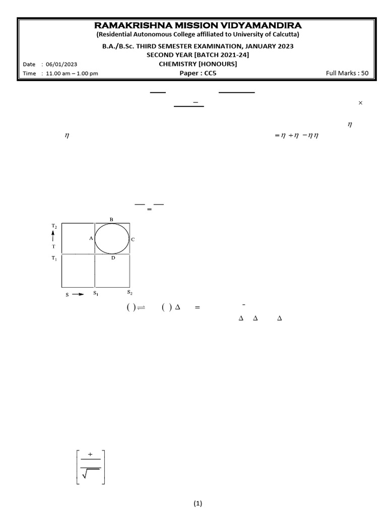 Ug, 3 Sem, Cema, Cc-5, Question Paper_ Jan 23 | PDF | Reaction Rate ...