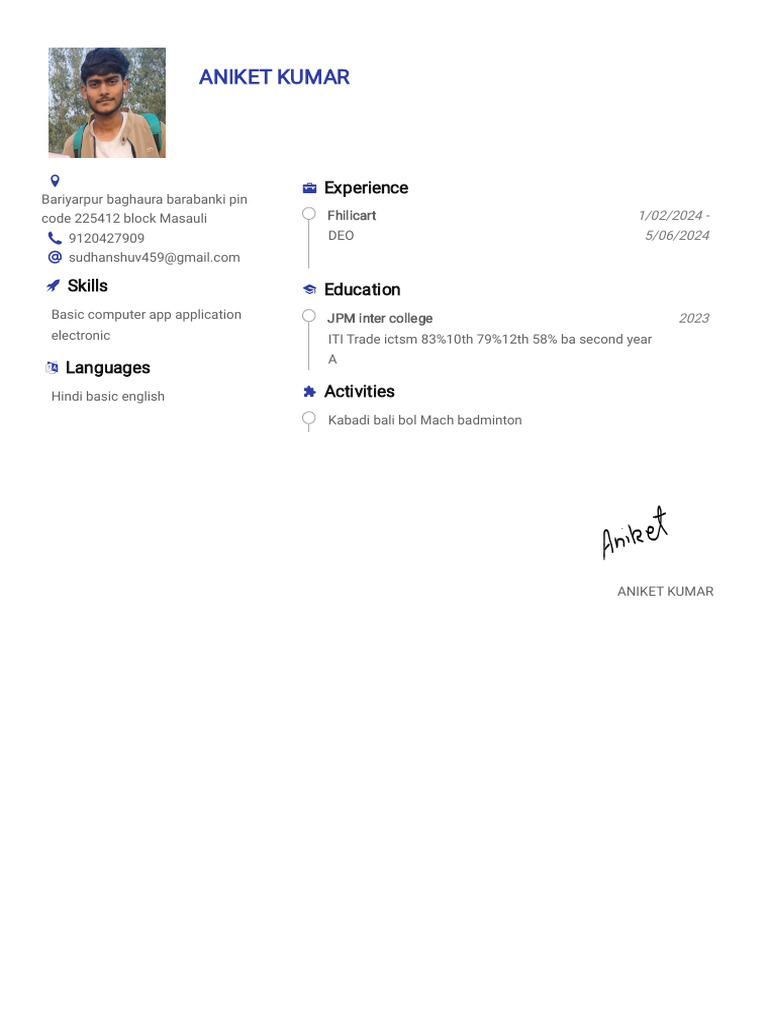 Aniket cv | PDF