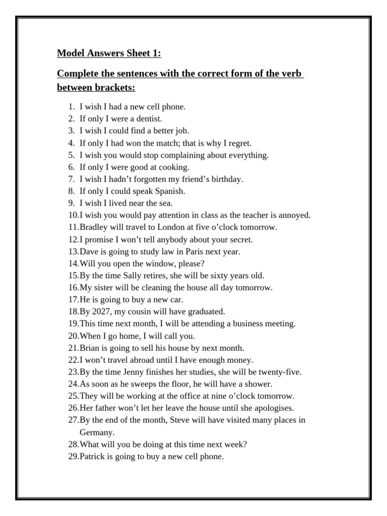 Answers Third Sheet One | PDF