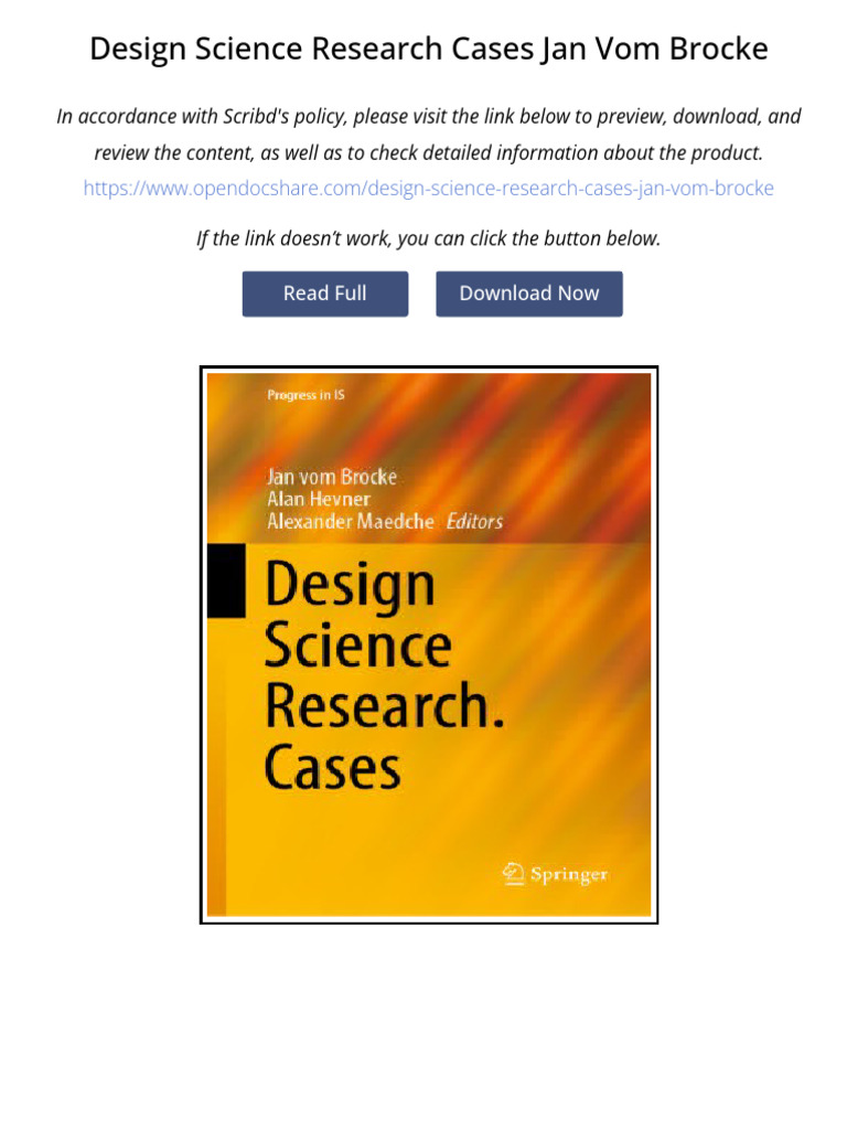 Design Science Research Cases Jan Vom Brocke | PDF | Knowledge ...