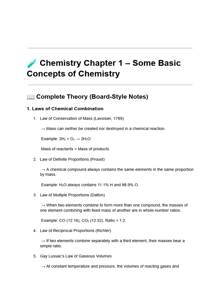 Basic Concepts of Chemistry Explained | PDF | Mole (Unit) | Molecules