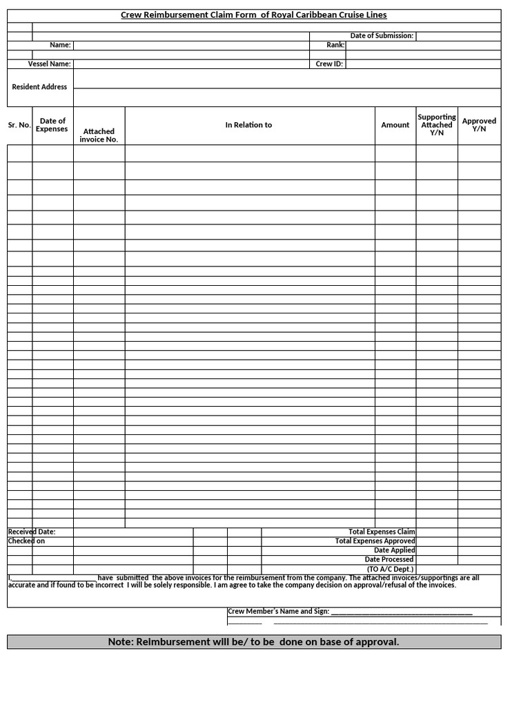 Bill Form- RCCL 2 | PDF