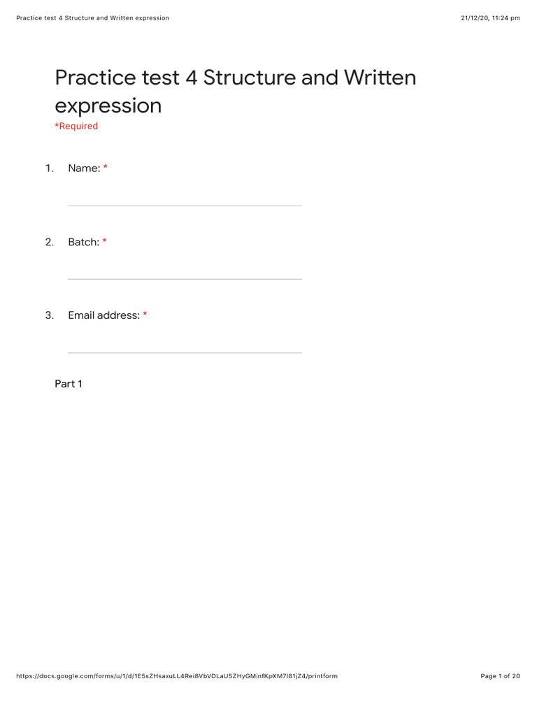 Practice Test 4 Structure and Written Expression | PDF