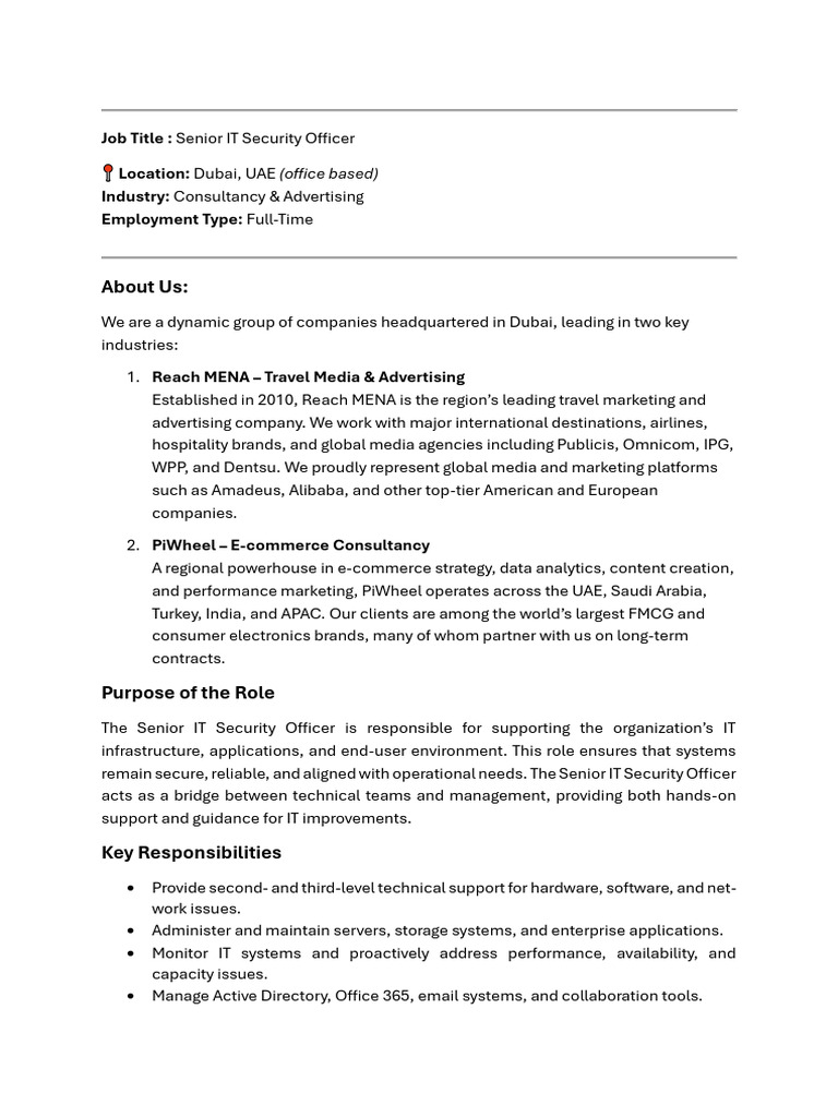 Senior IT Security Officer in Dubai | PDF | Computer Security | Security