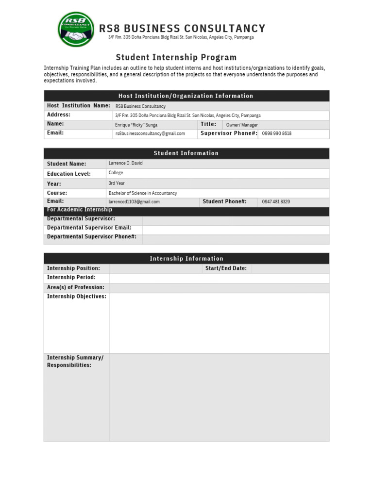 Student Internship Program Overview | PDF | Intelligence | Cognition