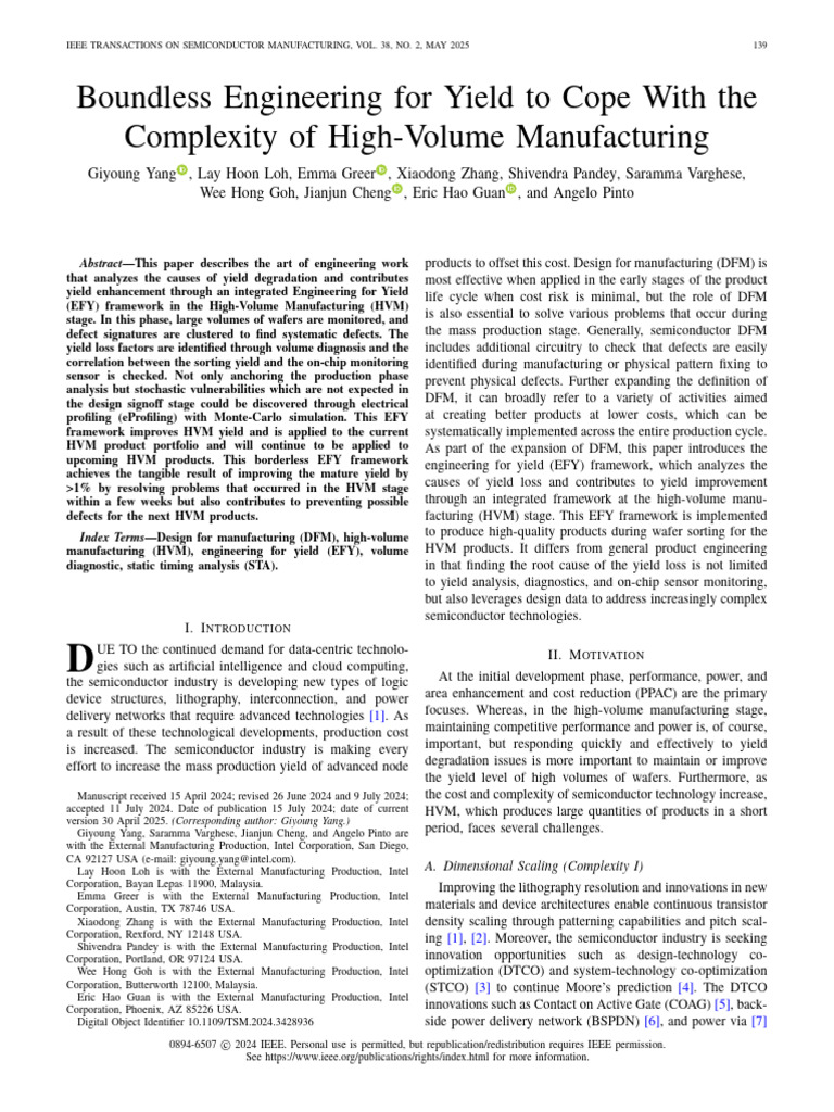 Yield Enhancement in High-Volume Manufacturing | PDF | Semiconductor ...