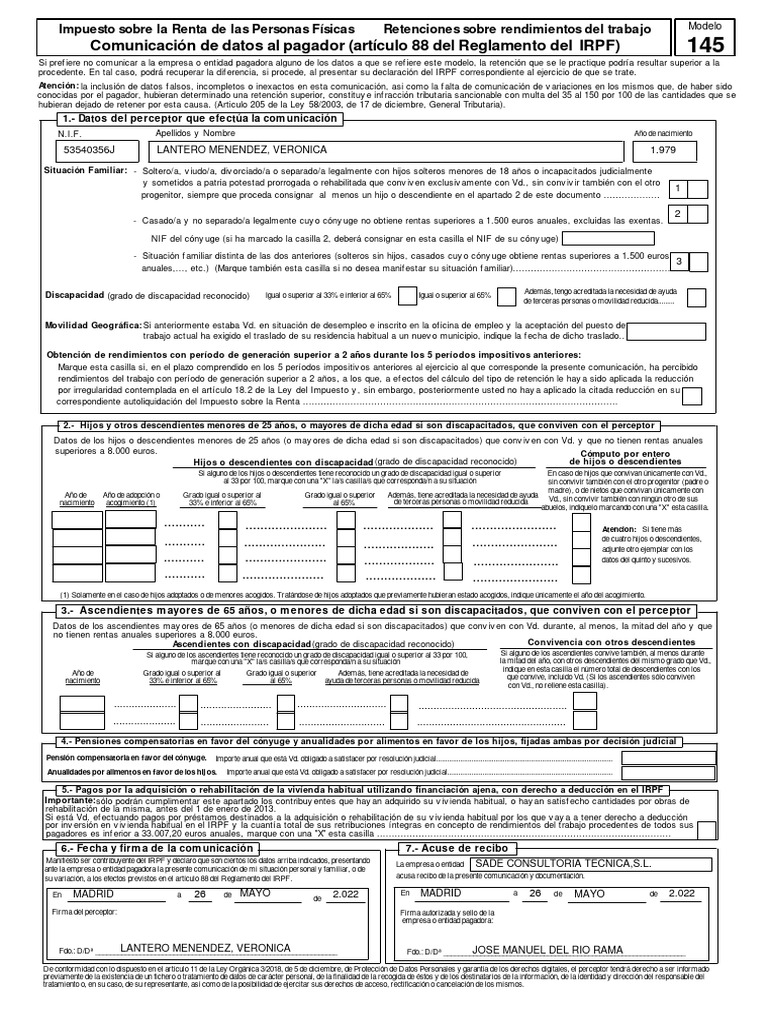 228 Mod 145 Veronica Lantero Menendez a 26 05 2022 | PDF | Invalidez