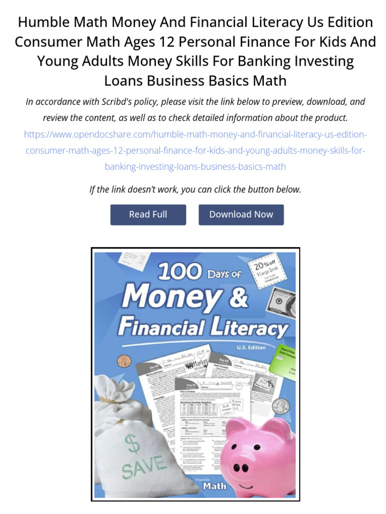 Humble Math Money And Financial Literacy Us Edition Consumer Math Ages ...
